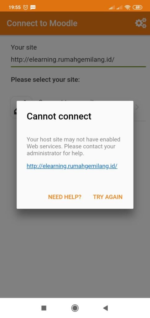 Mengatasi Error pada Moodle Mobile - Muhidin
